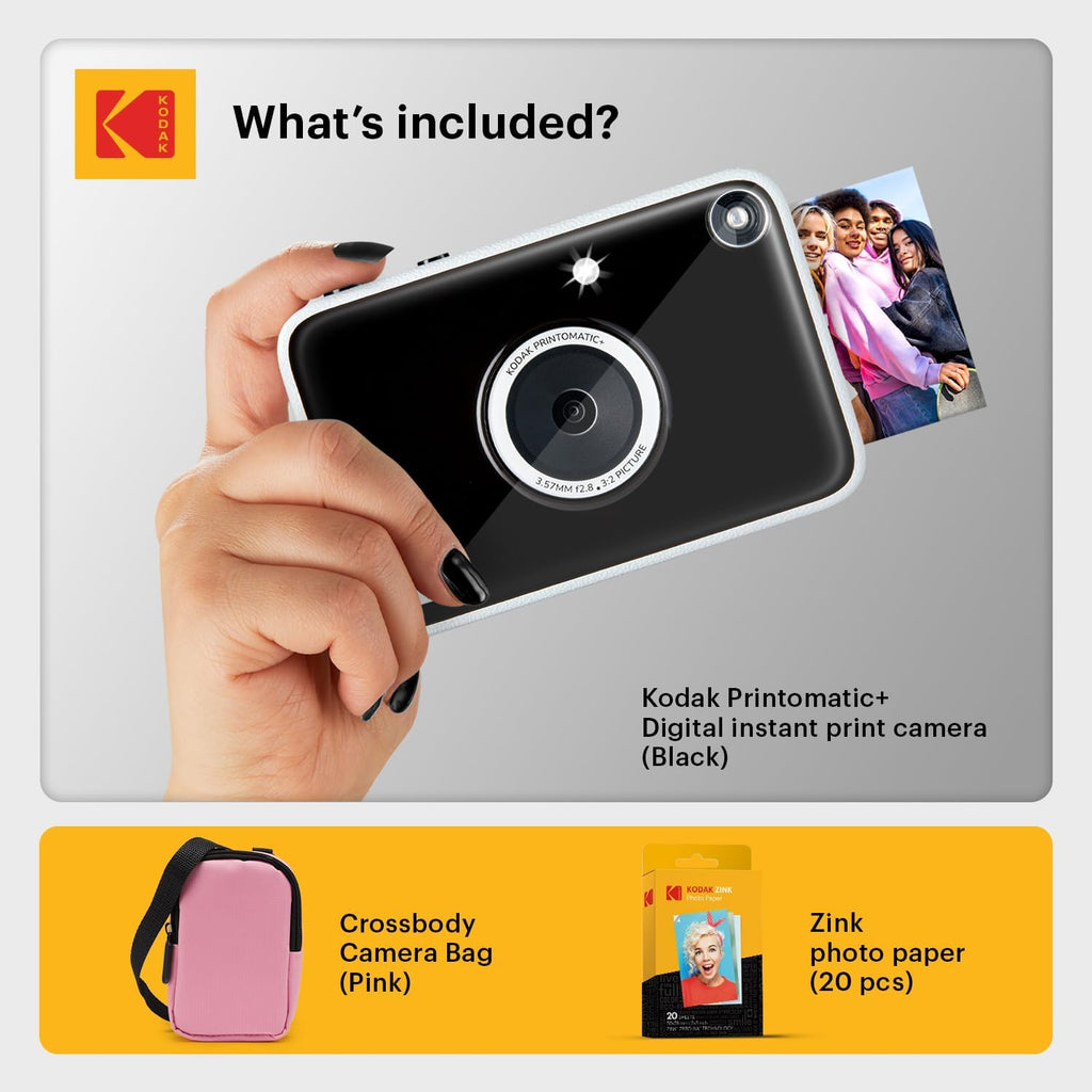 KODAK Printomatic+ Instant Print Digital Camera Starter Bundle + Carry ...